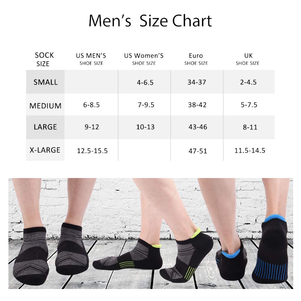 JOYNÉE Mens Ankle Low Cut Athletic Tab Socks for Men Sports Comfort Cushion Sock 6 Pack,Black,Sock Size 10-13