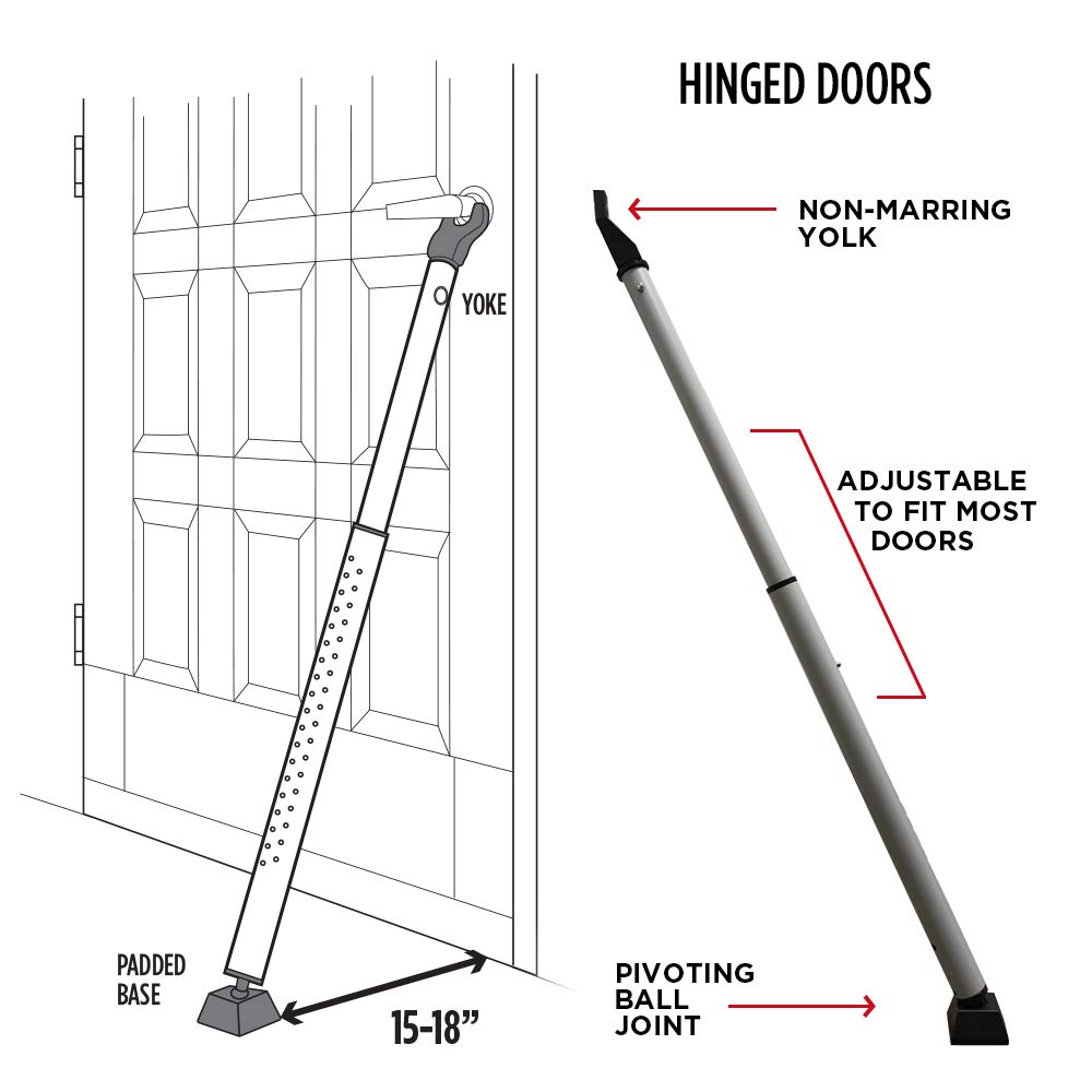 Guard Dog Security Door Jammer 2-in-1 Adjustable Door Knob Jammer & Sliding Patio Door Security Bar β 40 Different Adjustments (White)