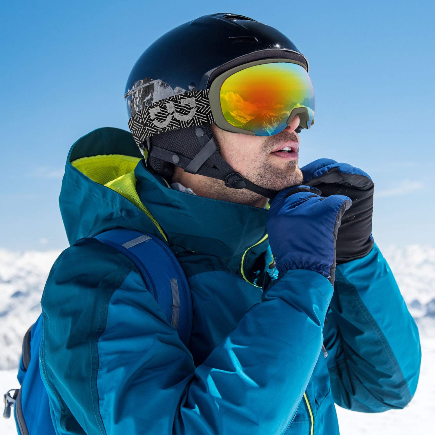JHUA Ski Goggles OTG 100% UV400 Protection Snowboard Goggles for Men Women Teens