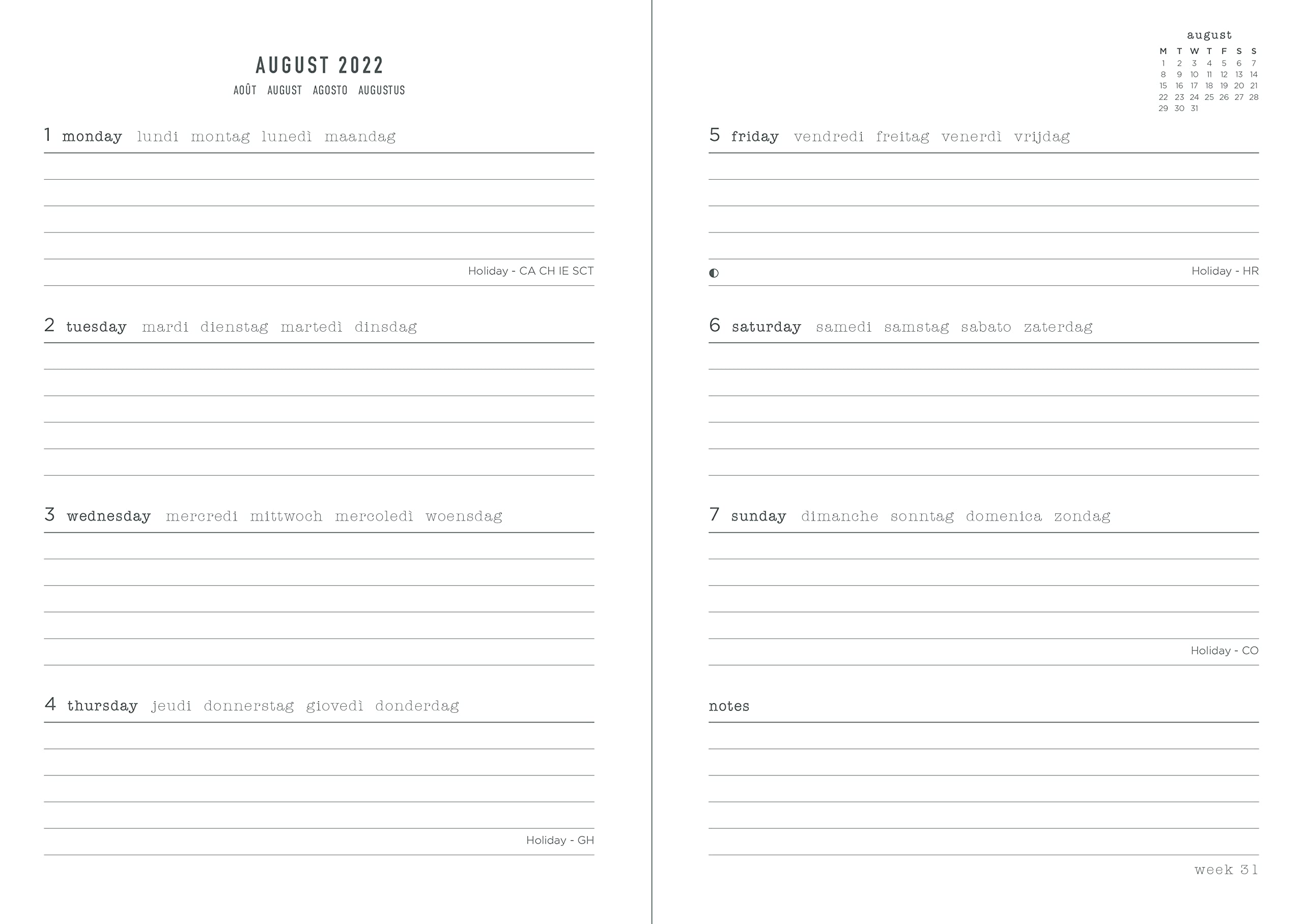 Letts of London Raw A5 Academic 2022/2023 Week to View Diary - Berry (23-031731)