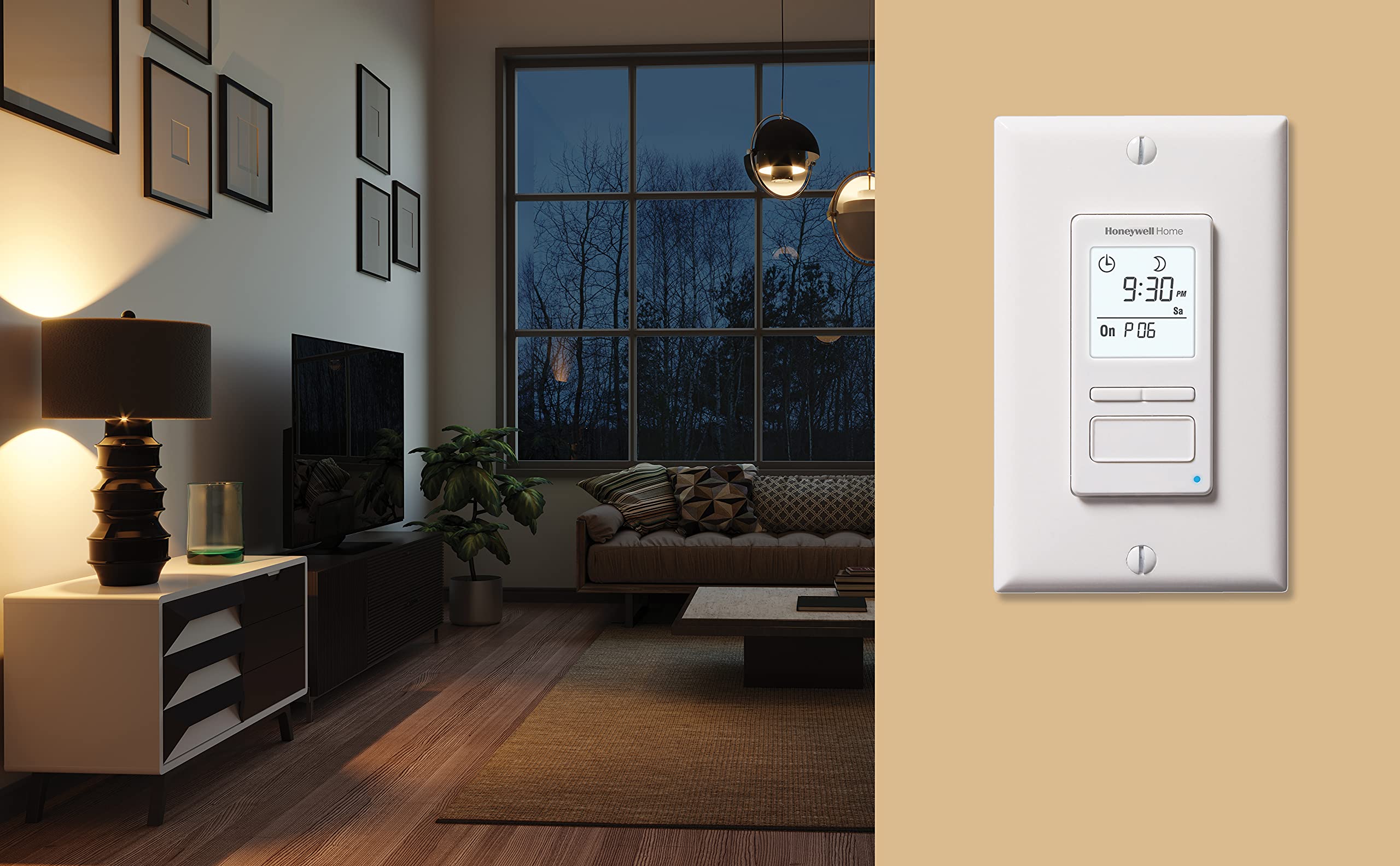 Honeywell Home RPLS740B ECONOswitch 7-Day Solar Programmable Switch, Lights and Motors, Indoor and Outdoor, Energy Saving
