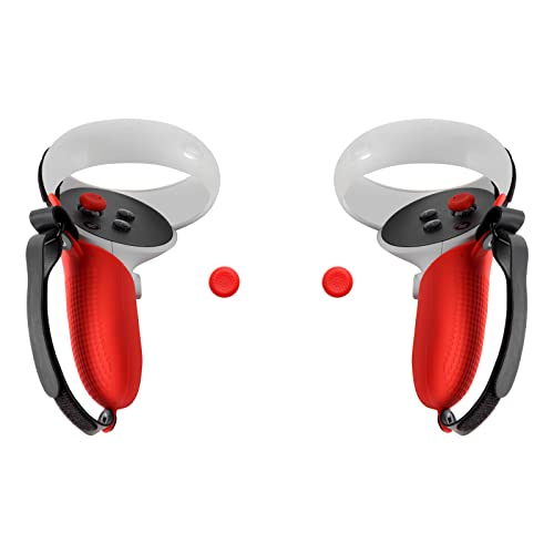 VR Controller Grips Protection Cover for Oculus Quest 2,Include Controller Grip Cover,Handle Controller Rocker Cap(2pcs Set/Red)
