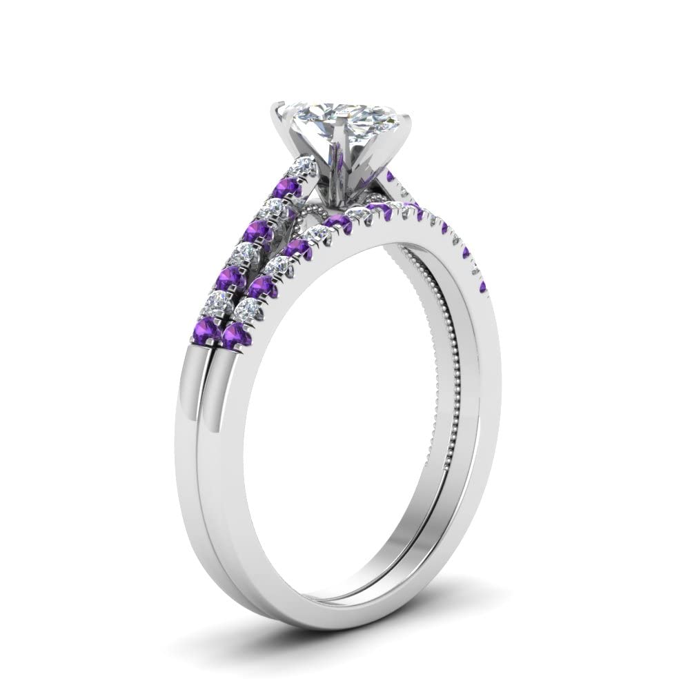 Jewelryonclick View In Different Color Sterling silver Natural Amethyst Marquise Shape Stone purple Color Birthstone Daily wear Wedding Prong Setting Ring in Size 10