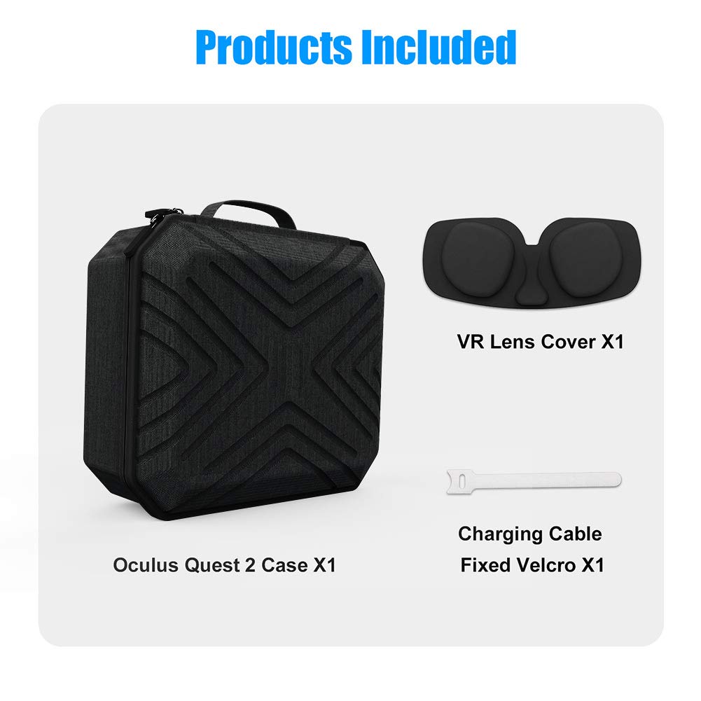 KASCLINO Portable Carrying Case for Oculus Quest 2 VR Gaming Headset, Smaller and Portable Storage Travel Case, Gaming Headset and Controllers Accessories Hard Shell Protective Case(Black,Size:S)