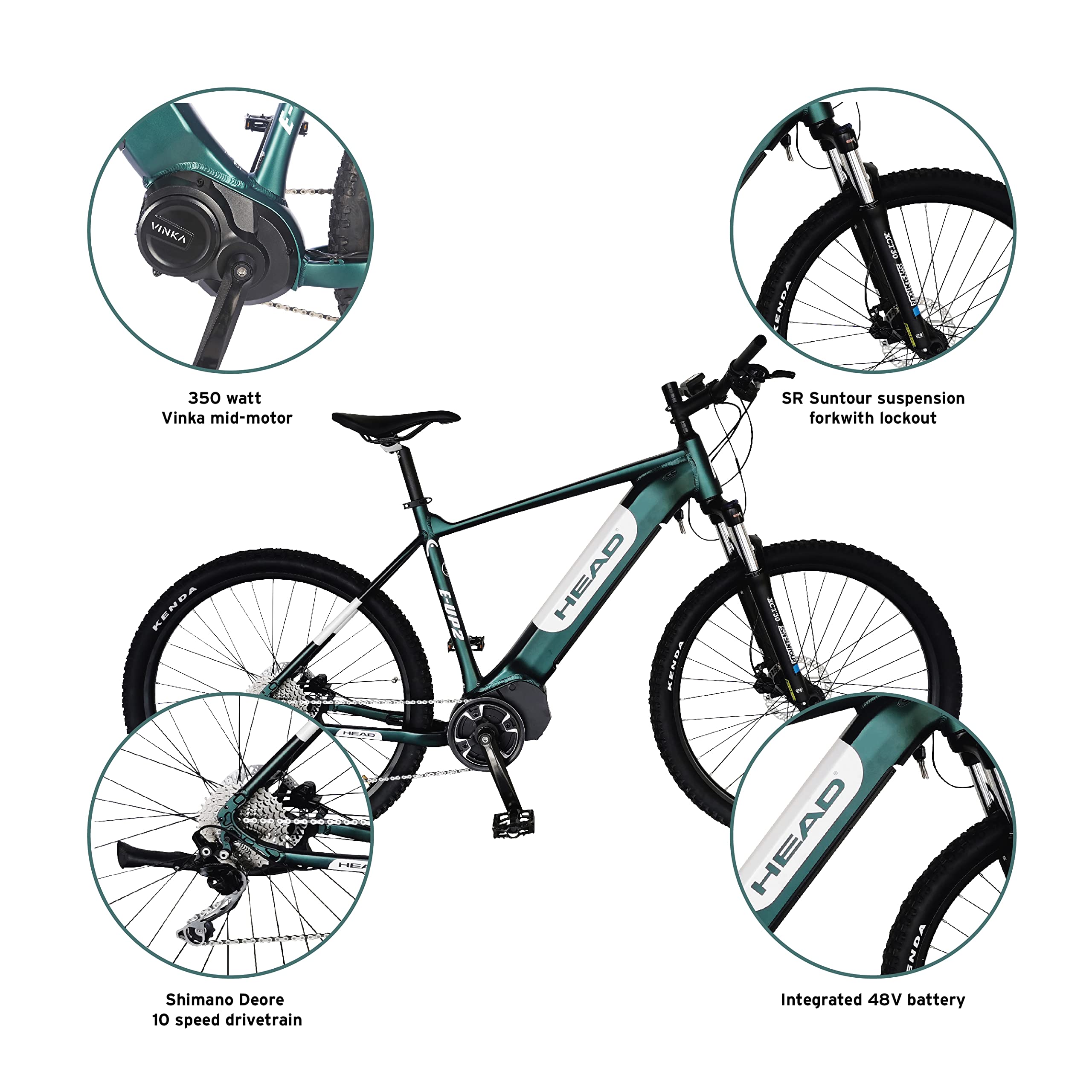 Head E-UP2 Mid-Motor Electric Mountain Bike in 3 Sizes