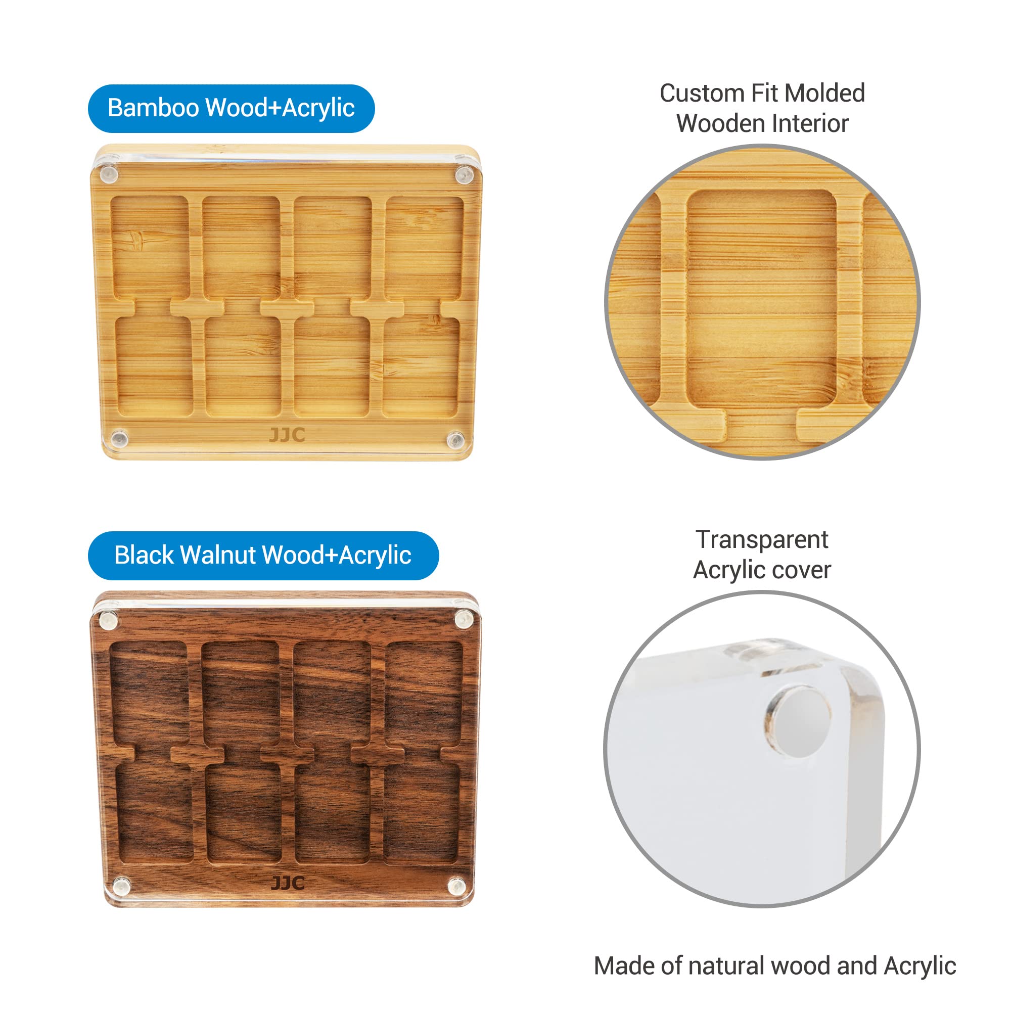 JJC Wooden Switch Game Card Case Holder for Nintendo Switch NS NX, 8 Slots Clear Transparent Acrylic Switch Game Cartridge Holder Storage