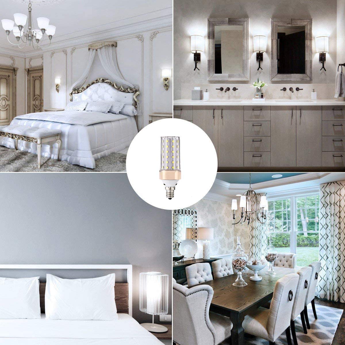 ILAMIQI E12 LED Bulbs Dimmable,10W LED Light Bulbs,100 Watt Equivalent,Neutral White 4000K LED Chandelier Bulbs, Ceiling Fan,Decorative Candle Base, Pack of 3