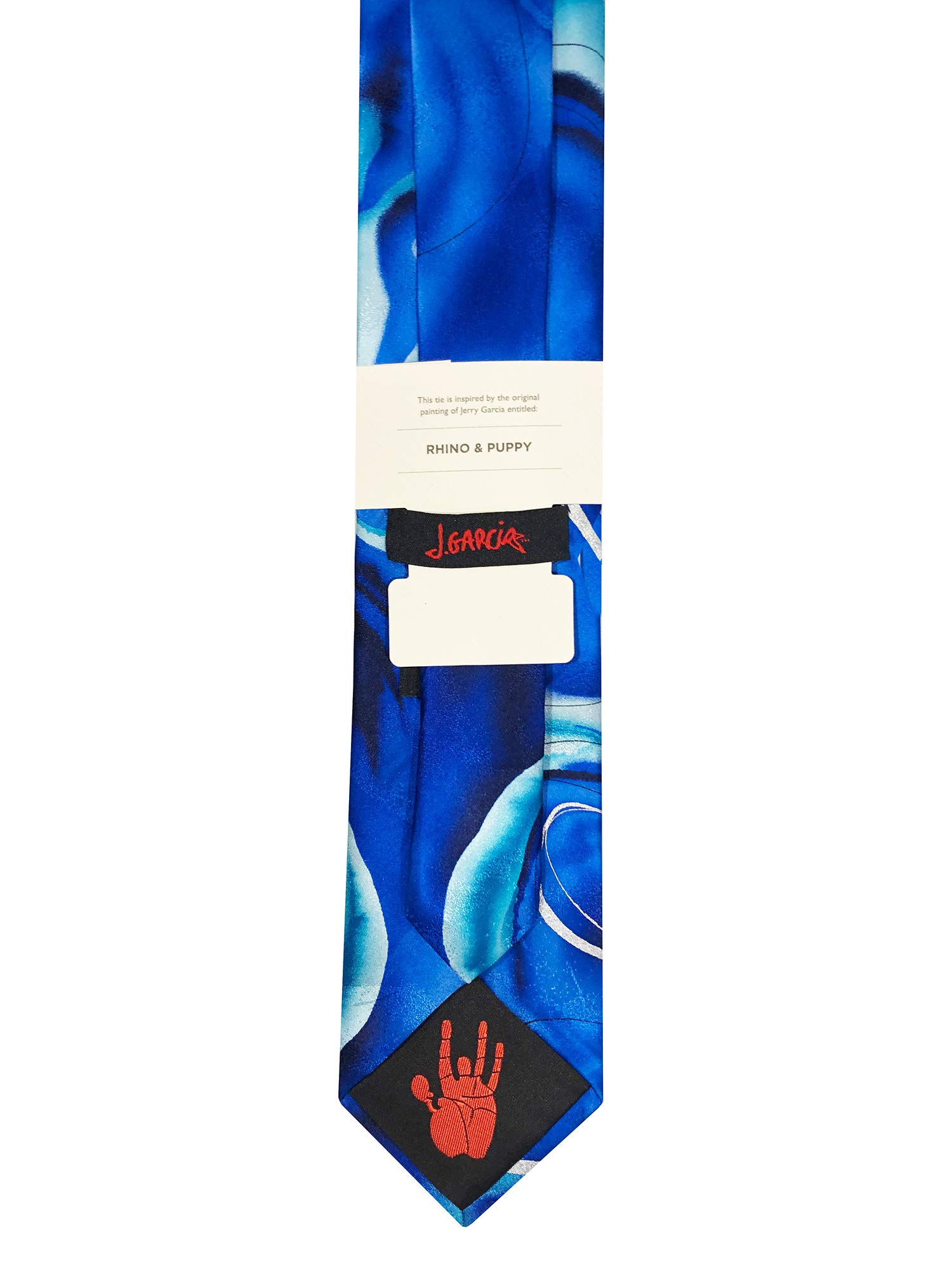 Jerry Garcia Collector's Edition Men's Rhino and Puppy Artwork Regular Length Neck Tie - Aqua