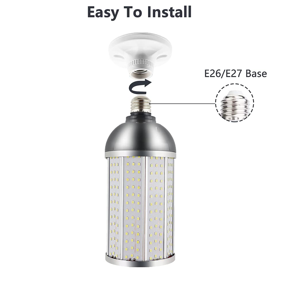 Intpro LED Light Bulb Garage Light Corn Bulb Super Bright Cob Light 60W 7000lm E26 Daylight 5000K 550W Equivalent 2Pack for Indoor Garage Light Basement Barn High Bay