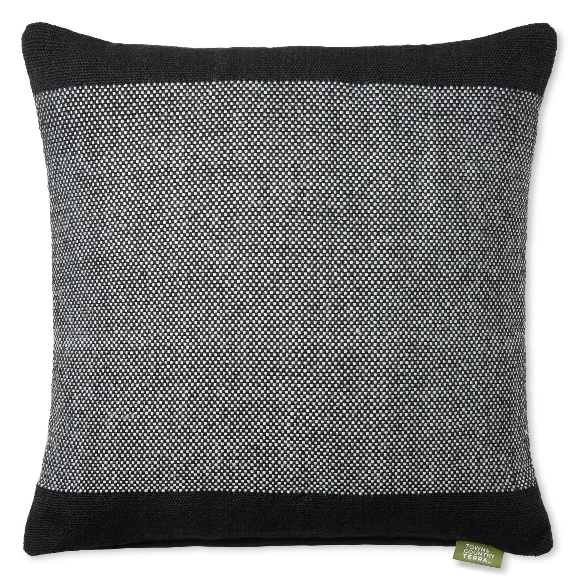 TOWN & COUNTRY TERRA Alara Indoor/Outdoor Decorative Pillow, 20"x20", Black/Ivory