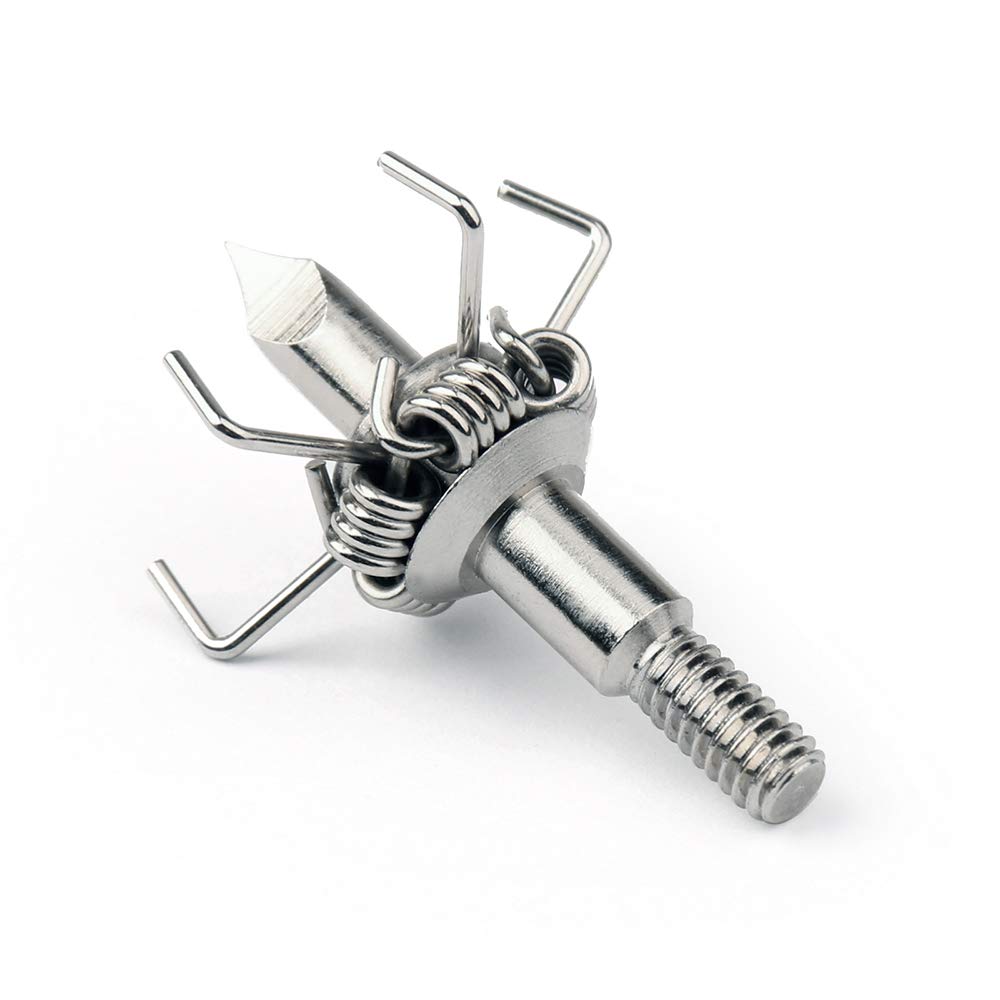 Jocoo 12PK Archery Judo Broadheads Points Tips + 1PK Storage Box, 100Grain Paw Point 4mm Steel Arrowheads for Hunting Small Animals (Sharp)