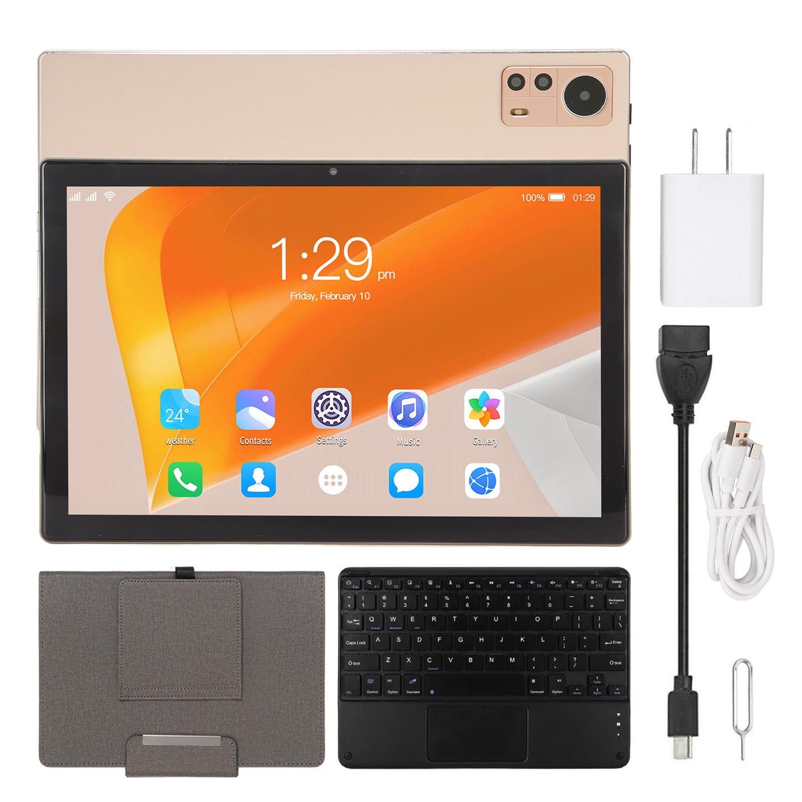 ICRPSTU GPS Tablet, 5G WiFi Digital Tablet 7000mAh 1960 X 1080 Resolution 8GB RAM 256GB ROM 10.1 Inch with Keyboard for Study Recreation (US Plug)