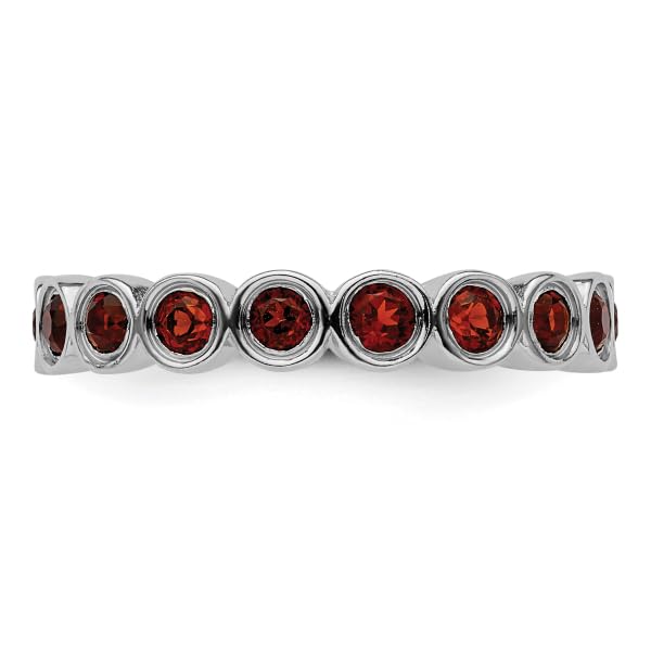 IceCarats 925 Sterling Silver Red Garnet January Birthstone Stackable Ring Gemstone Band Size 5