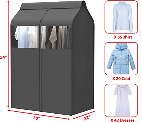 SimpleHouseware Garment Covers for Clothes Rack/Closet/Hanging Clothes, Enclosed Clear Window, Dark Grey