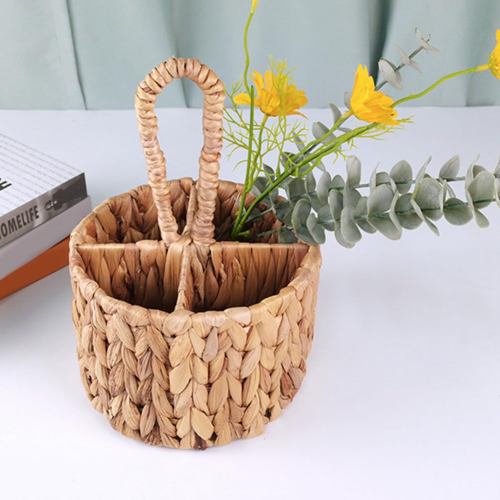 Kichvoe Fruit Basket Decor Picnic Basket Hamper Storage Basket Woven Basket with Handle Multipurpose Woven Floral Basket Flower Hand Woven Basket Flowers Articles for Daily Use Gourd Grass