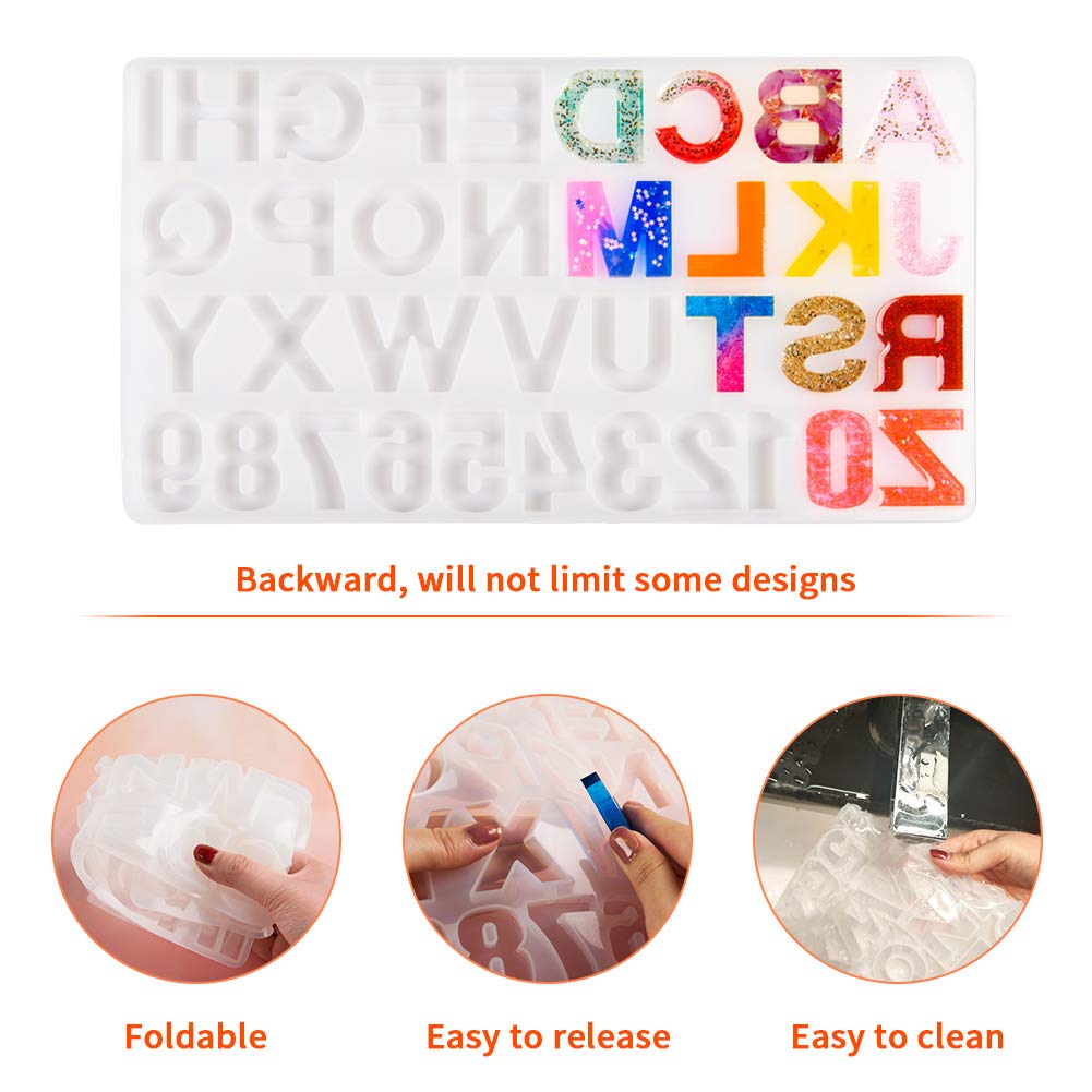 JOYYPOP Letter Resin Molds Backward Alphabet Silicone Mold for Making Resin Keychains, Pendant Jewelry, Epoxy Resin Crafts