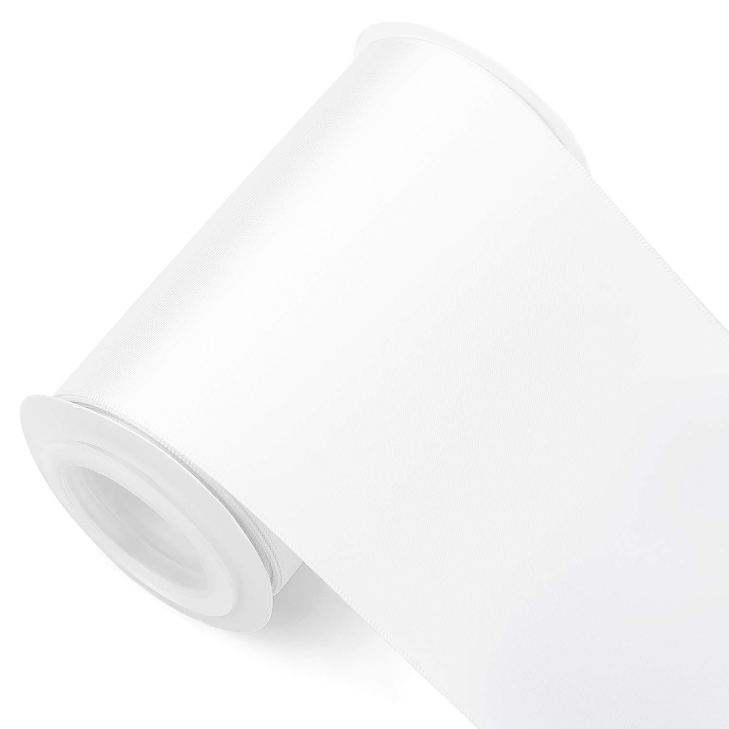 Humphrey's Craft 4 Inch White Double Faced Satin Ribbon - 5 Yards Variety of Color for Crafts Gift Wrapping Cutting Ceremony Decoration Sewing Chair Sash Wedding and Dining Tables.