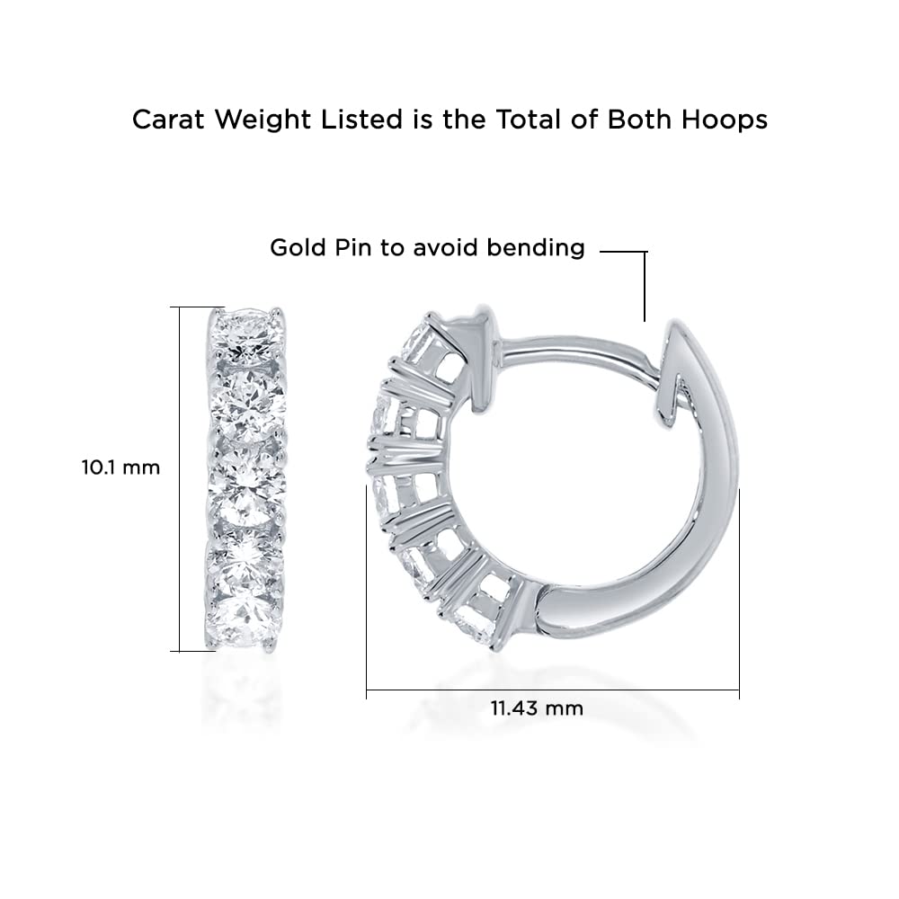 La Joya Dainty Lab Grown Diamond Earrings Set | 1/2 Carat Sterling Silver Diamond Huggie Hoop Earrings |