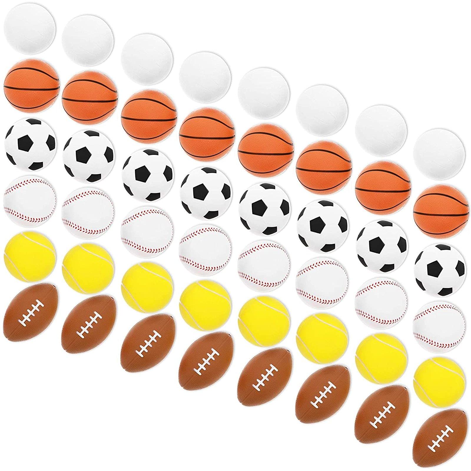 Juvale Mini Foam Sports Balls, Stress Relief Party Favor (6 Pack)