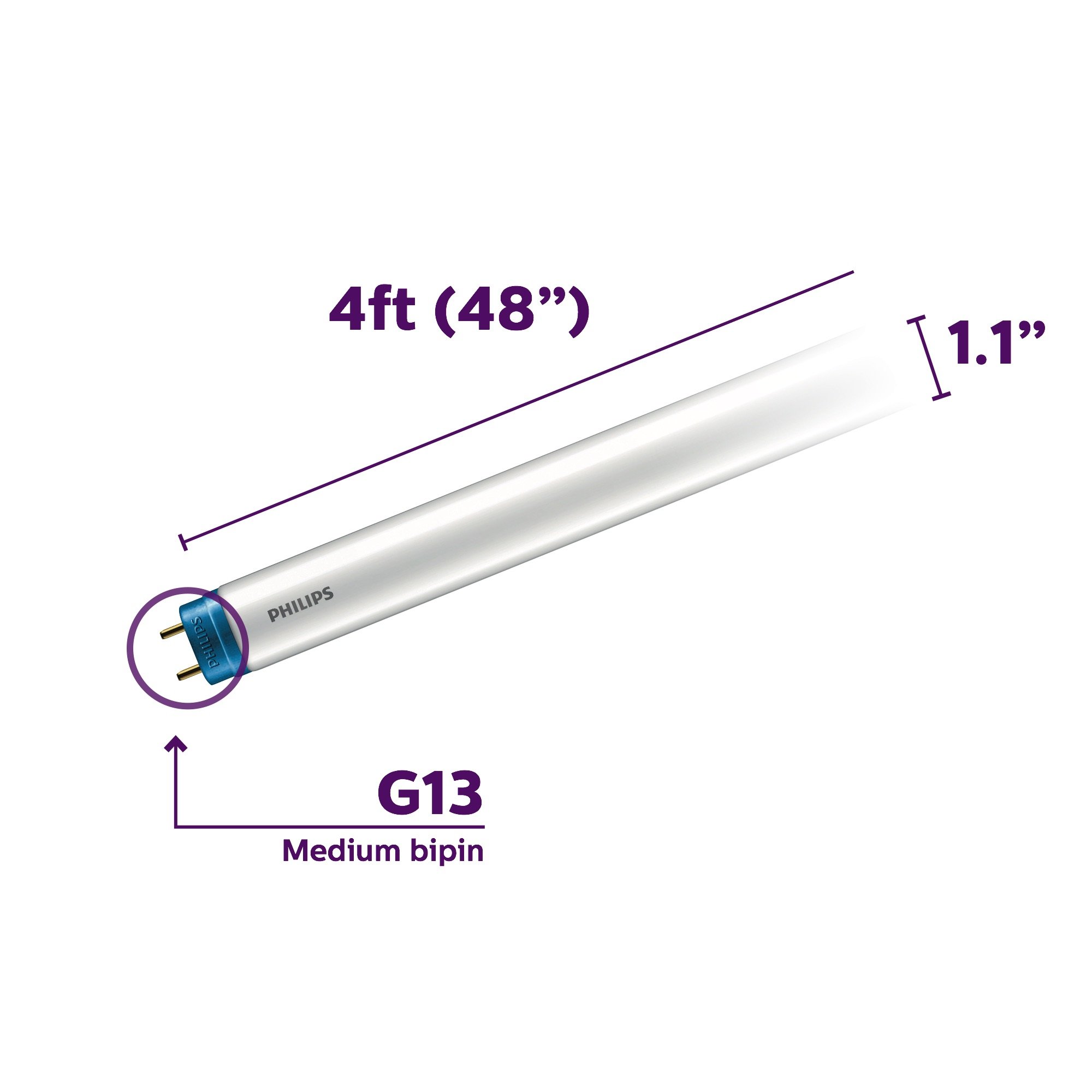 Instantfit 4-Foot T8 Tube Light Bulb, 1800-Lumen, Cool White (4000K), 16W=32W, Medium Bi-Pin G13 Base, 10 Count (Pack of 1)