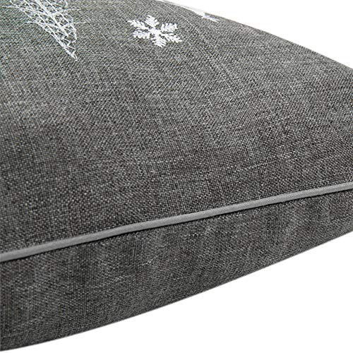 JWH Trees Pillow Covers Decorative Deer Embroidered Accent Pillow Case Snowflake Cushion Christmas Pillowcase for Farmhouse Home Bed Couch Decor Sham 14x20 Inches Grey White