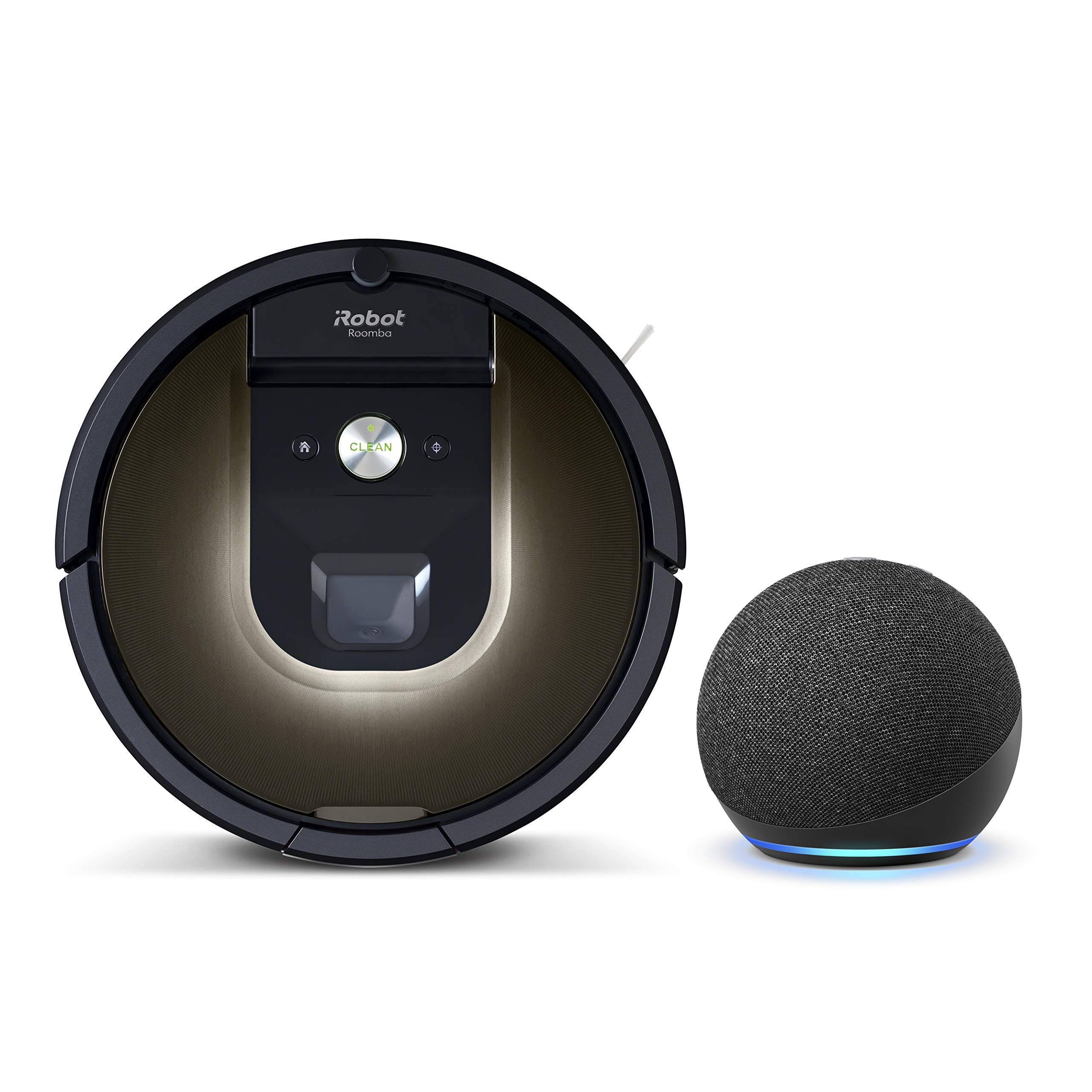 iRobot Roomba 981 Robot Vacuum - Wi-Fi, Compatible with Alexa, Ideal for Pet Hair, Carpets, Hard Floors, Power Boost Technology with Echo Dot (4th Gen)