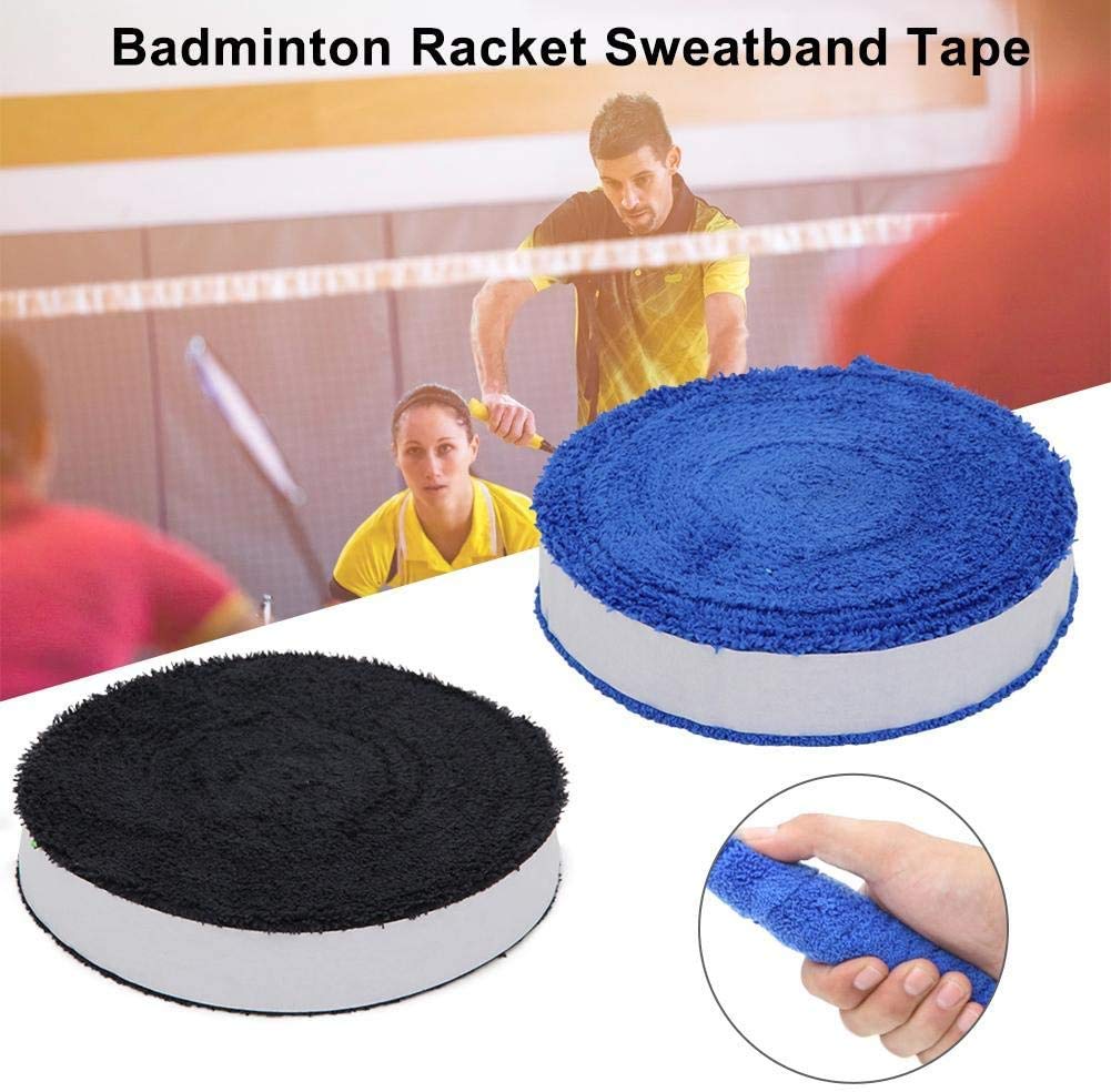 ITODA Badminton Tennis Racket Towel Hand Glue,Cotton Anti-Skid Sweat Tape Badminton Racket OverGrip Sweatband Tape Wraps (Black)