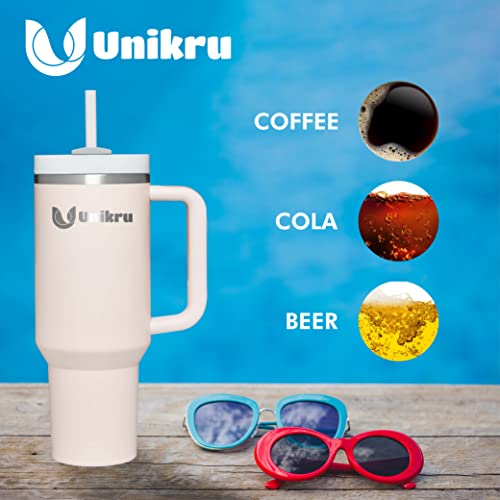 Unikru 40 oz Tumbler with Handle and Straw - Leak Proof - tumbler with straw, Eco-friendly Materials, Insuladed, Reusable (Fog) H2 Version