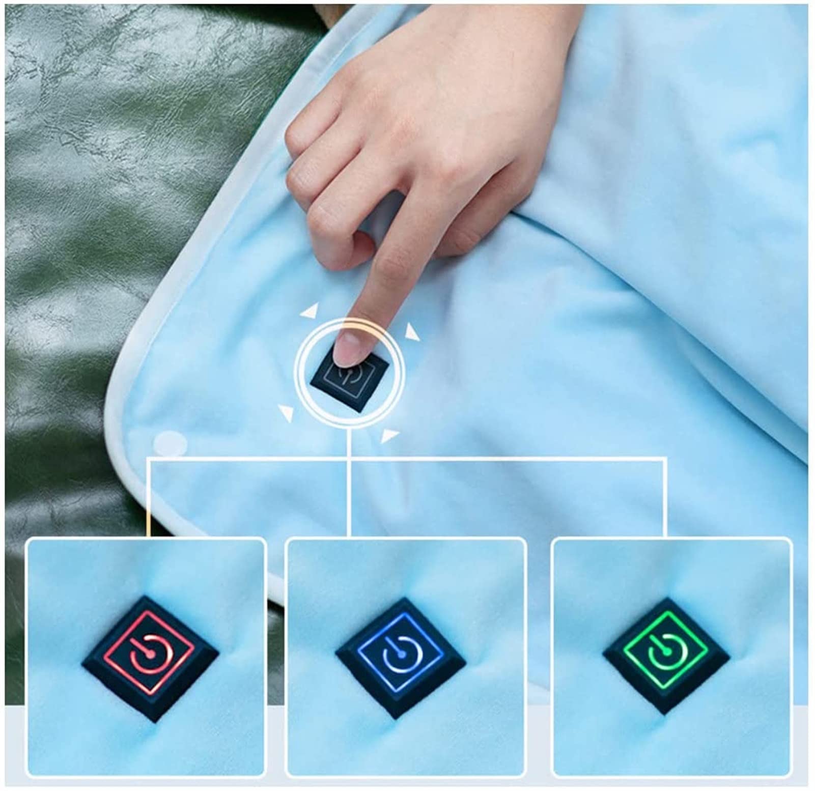 LJJSMG Heated Blanket USB Heated Shawl Plush Throw Blanket with Pillowcase,Heated Throw Blanket Electric Lap Blanket,USB Heated Blanket Heated Cape Flannel Blanket (Color : Green)