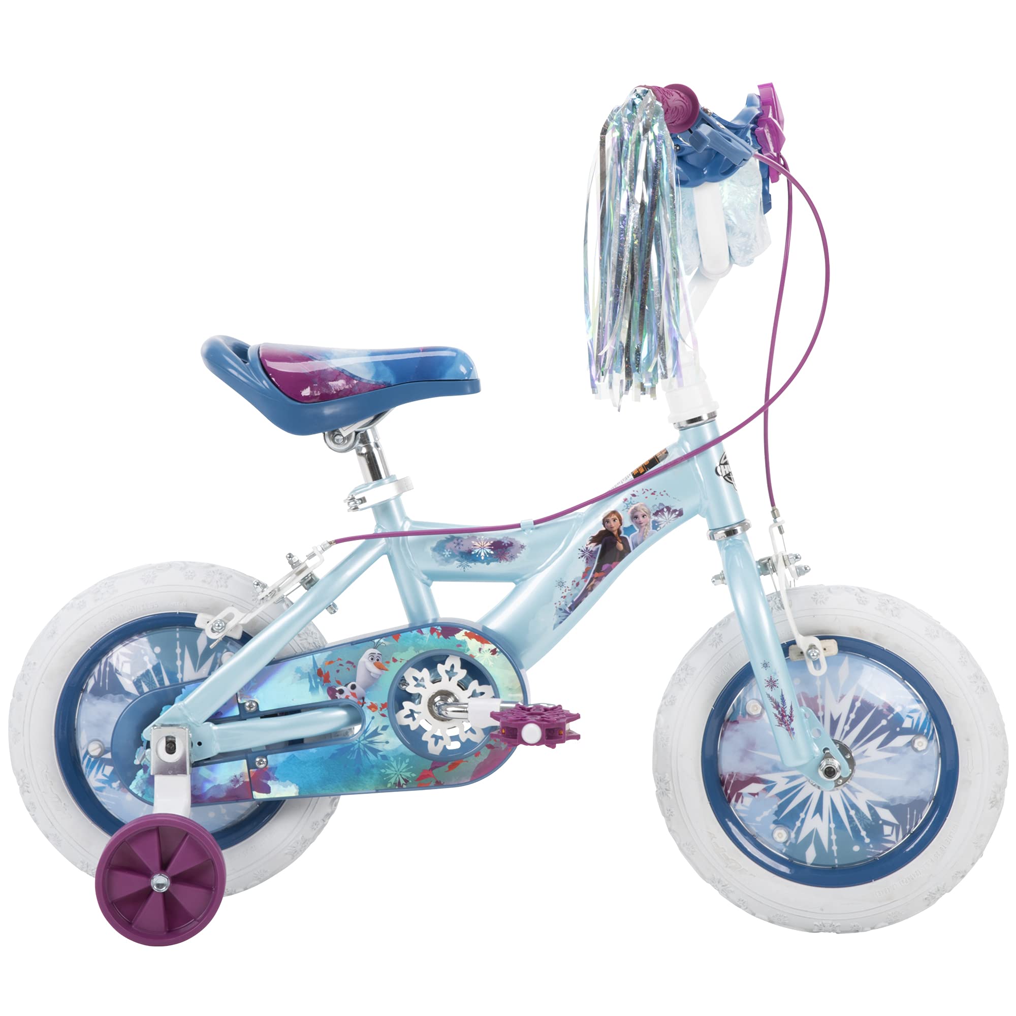 Huffy Disney Frozen 2 12 Inch Girl’s Bike with Training Wheels, Streamers & Basket, Quick Connect Assembly