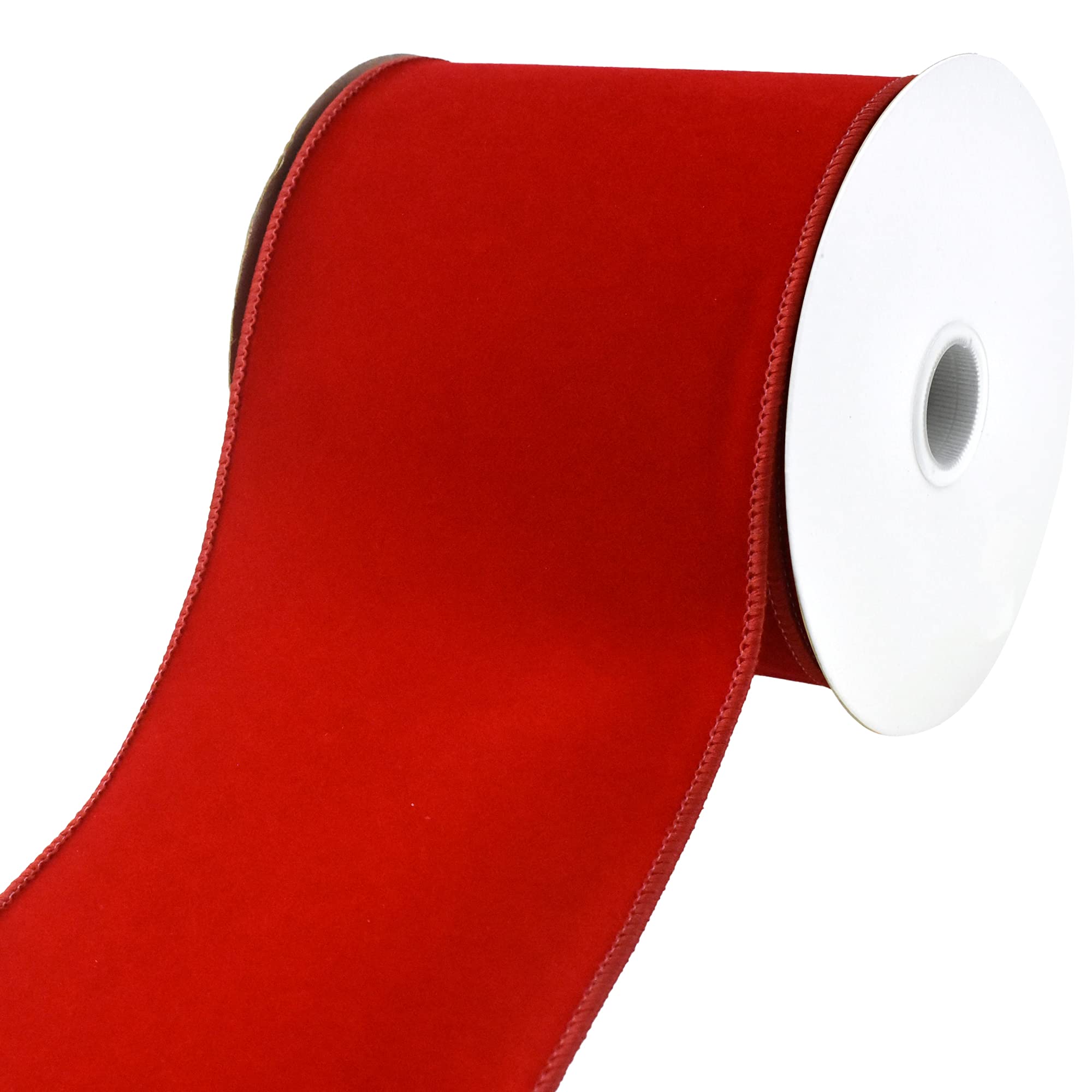 Homeford Christmas Velvet Domestic Outdoor Wired Ribbon, 4-Inch, 10-Yard