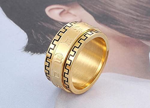 JAJAFOOK 10mm 316L Stainless Steel Tibetan Buddhist Mantra Scriptures Om Mani Padme Hum Spinning Band Ring,Silver 6