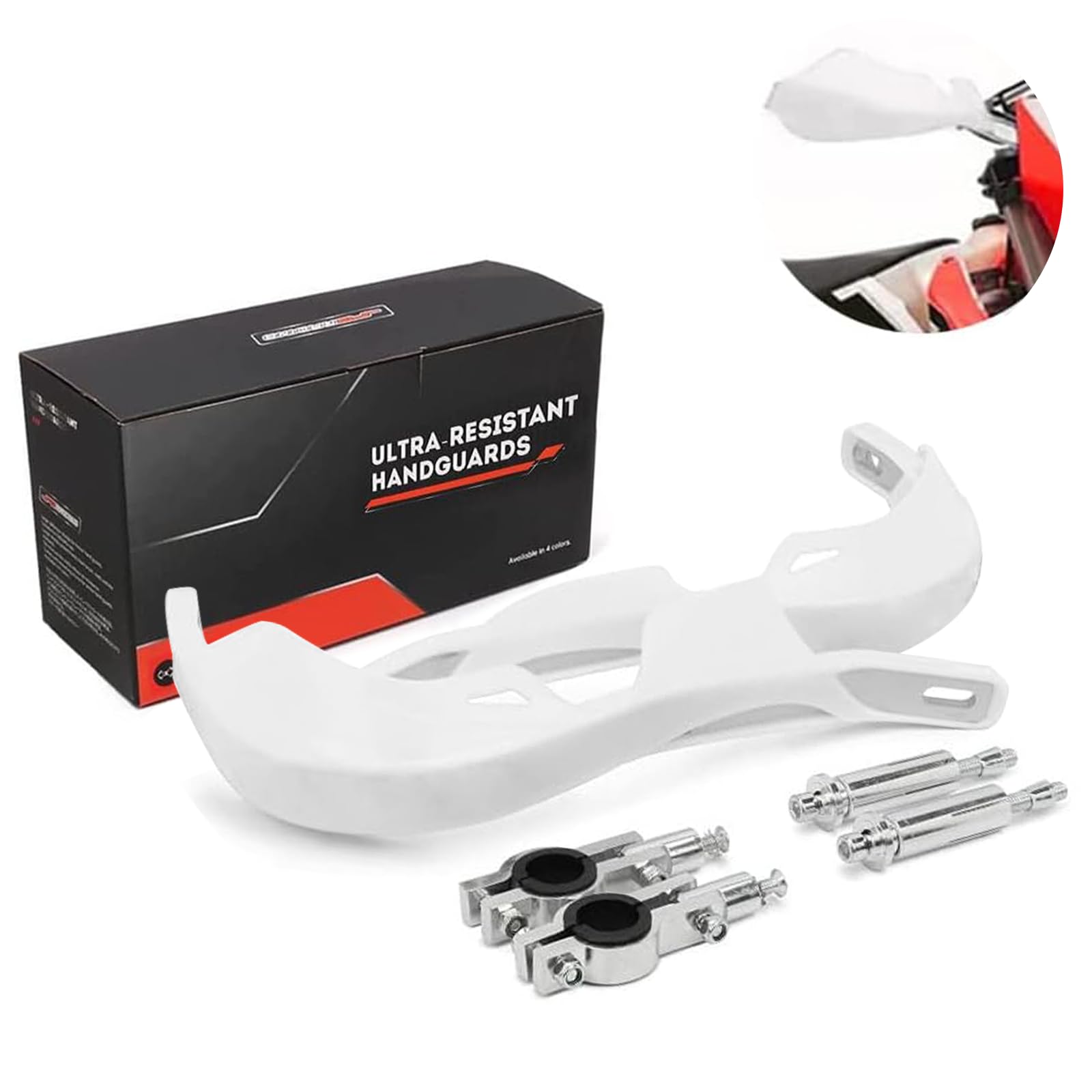 JFG RACING Motorcycle Universal Handguards 7/8" 22mm and 1 1/8" 28mm Aluminum Hand Guards Brush Bar For off Road ATV For Motocross Electric Dirt Bike Enduro Sur-Ron -White