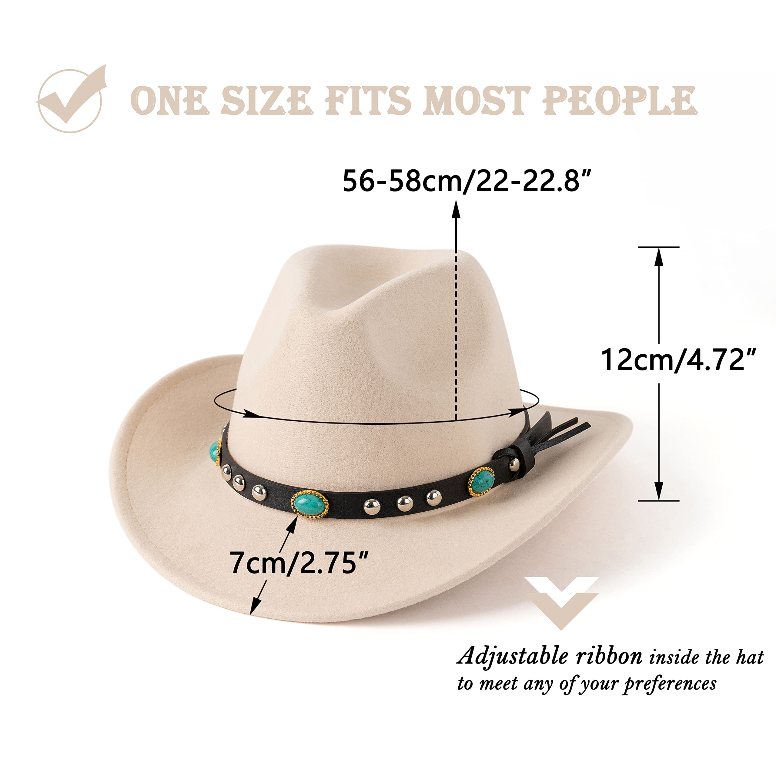 Lisianthus Men & Women Two Tone Western Cowboy Cowgirl Hats Coffee & Khaki
