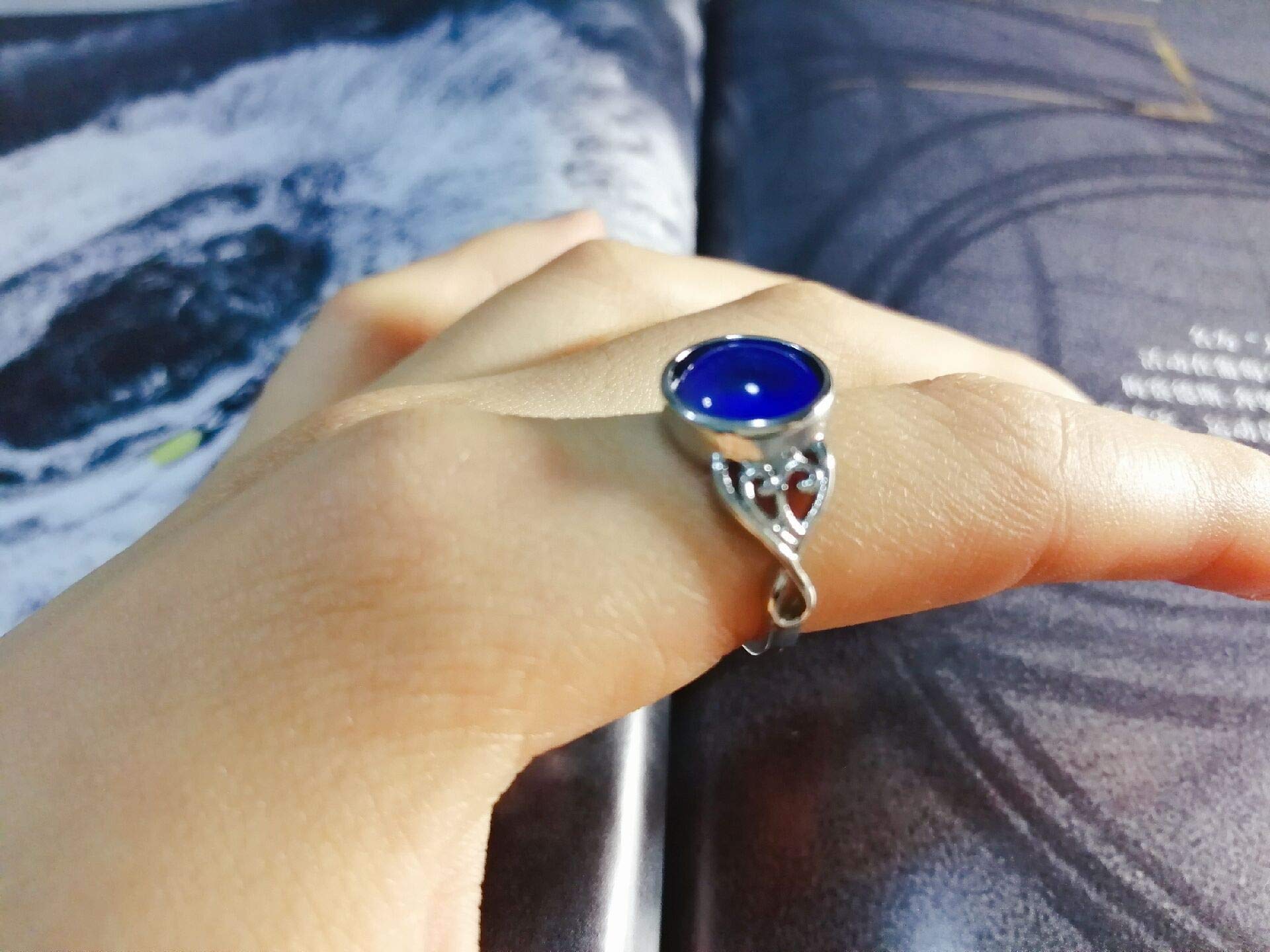 Jude Jewelers Round Shape Simulated Moon Stone Color Changing Mood Ring (Silver, 4)