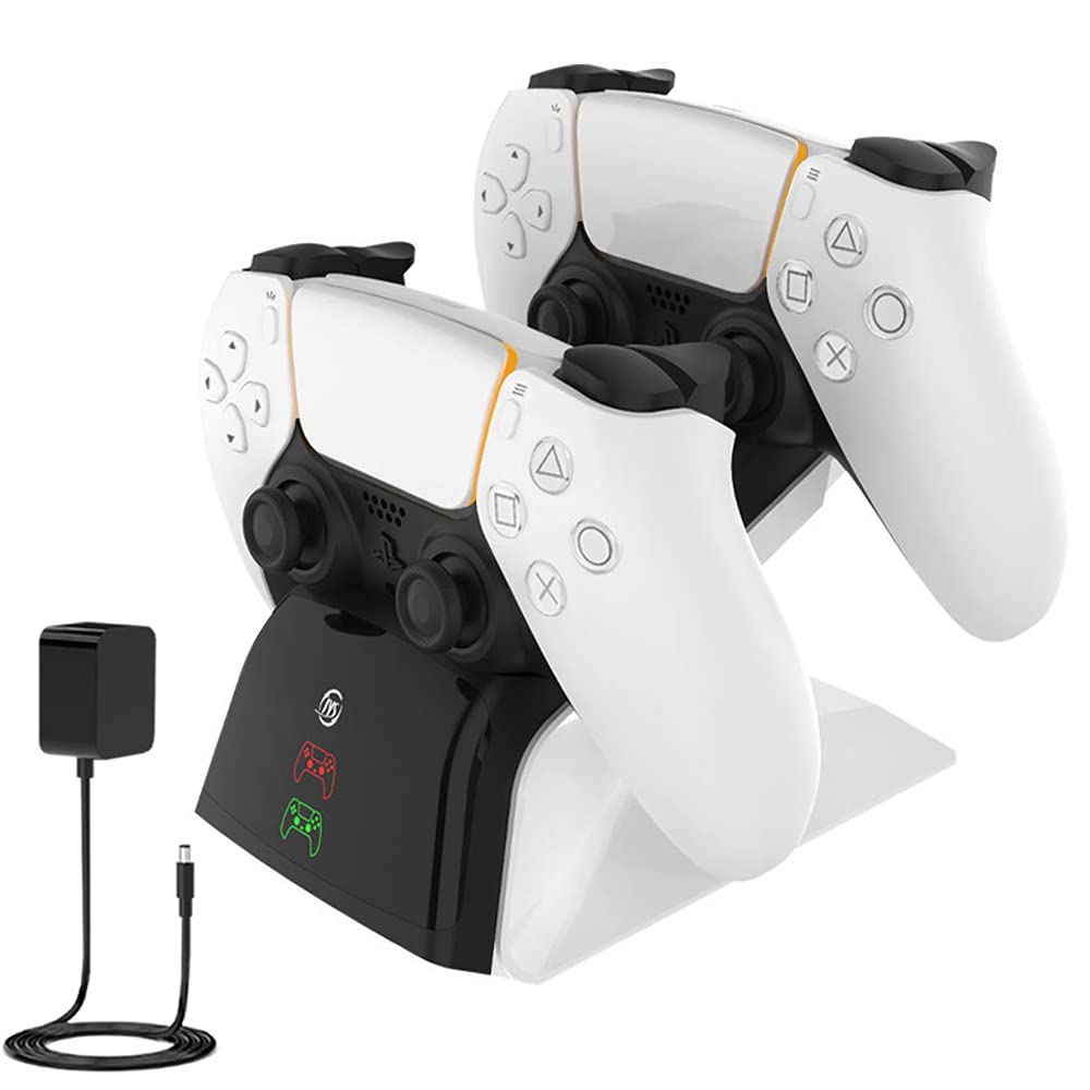 Joso Controller Charger Station for PS5, Docking Station with Fast Charging AC Adapter for PS5 Controller Charger, 1.5-2.5 Hours Quick Charge Time, for Playstation 5 DualSense Controller(White)