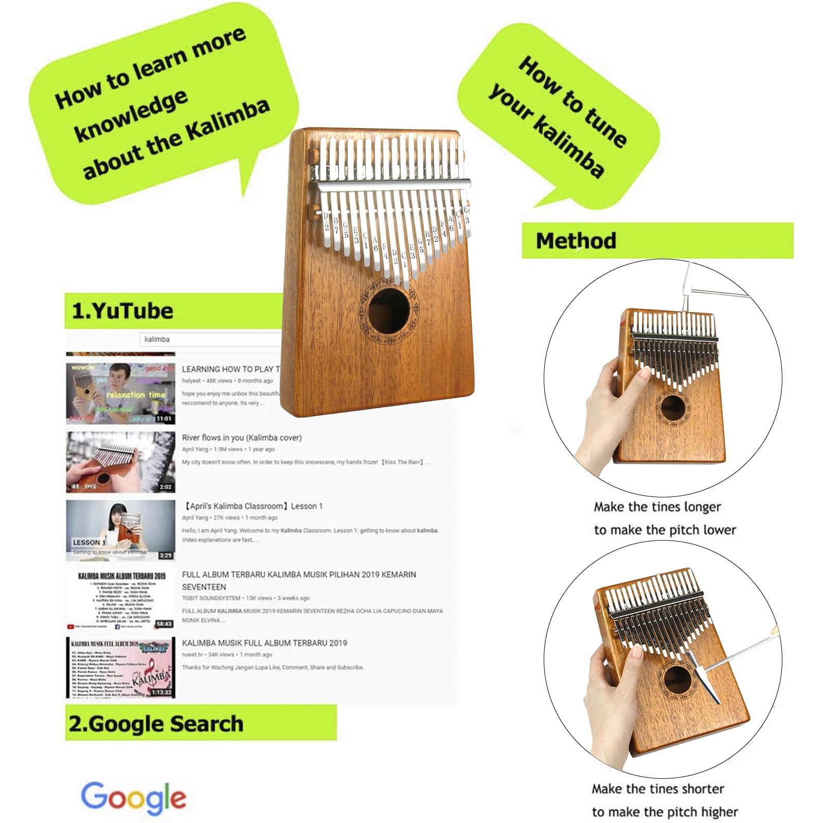 Kalimba 17 Keys Thumb Piano, Protable Finger Piano with EVA Waterproof Hard Protective Case, Gift for Kids Adult Beginners