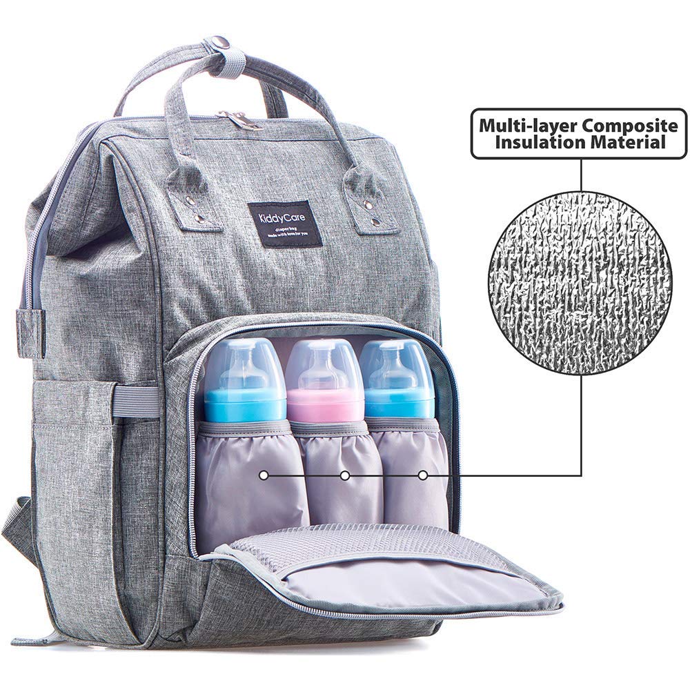 KiddyCare Diaper Bag Backpack & Portable Diaper Changing Pad - Multi-Function Baby Bag and Waterproof Cover Station for Travel