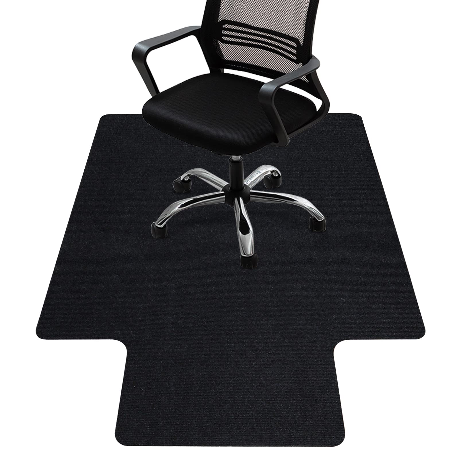 HomeMall Hardwood and Tile Floor Office Chair Mat, 48"x36" Computer Gaming Rolling Chair Mat, Non-Slip Low-Pile Floor Protector, Under Desk Rug for Rolling Chair, Black