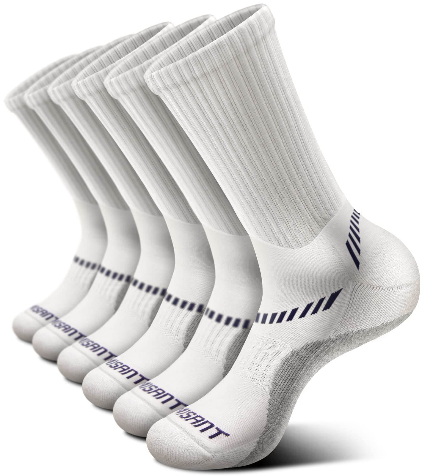 KEMISANT Mens Socks 6 Pairs, Sports Running Athletic Socks Compression for Men with Full Cushioned Sole