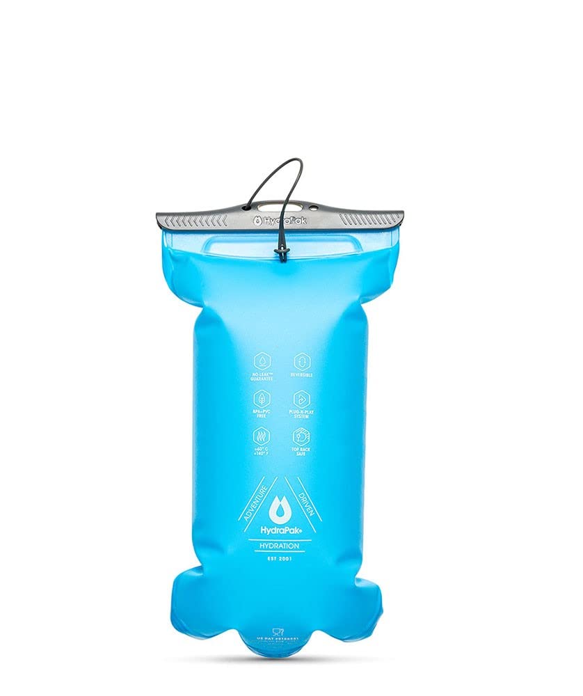 HydraPak Velocity (1.5L Hydration Reservoir) - Slim-Profile Water Bladder/Reservoir β Self-Sealing Bite Valve, Leak Proof, Fully Reversible and Dishwasher Safe, Old Blue