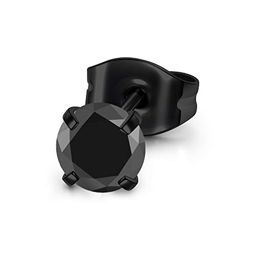 JOVIVI 20G Hypoallergenic Stainless Steel Cubic Zirconia Black Stud Earrings Set CZ Earrings for Men Women, 3MM/4MM/5MM/6MM/8MM,5 Paris