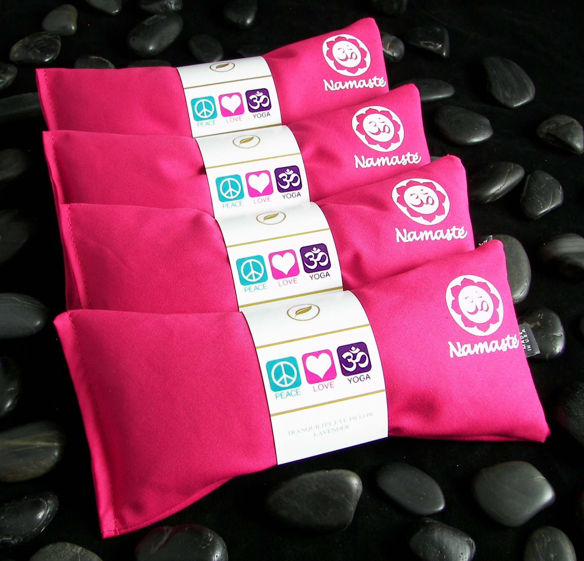 Happy Wraps Namaste Lavender Yoga Eye Pillows - Hot Cold Aromatherapy for Stress, Meditation, Spa, Relaxation Gifts - Set of 4 - Pink Cotton