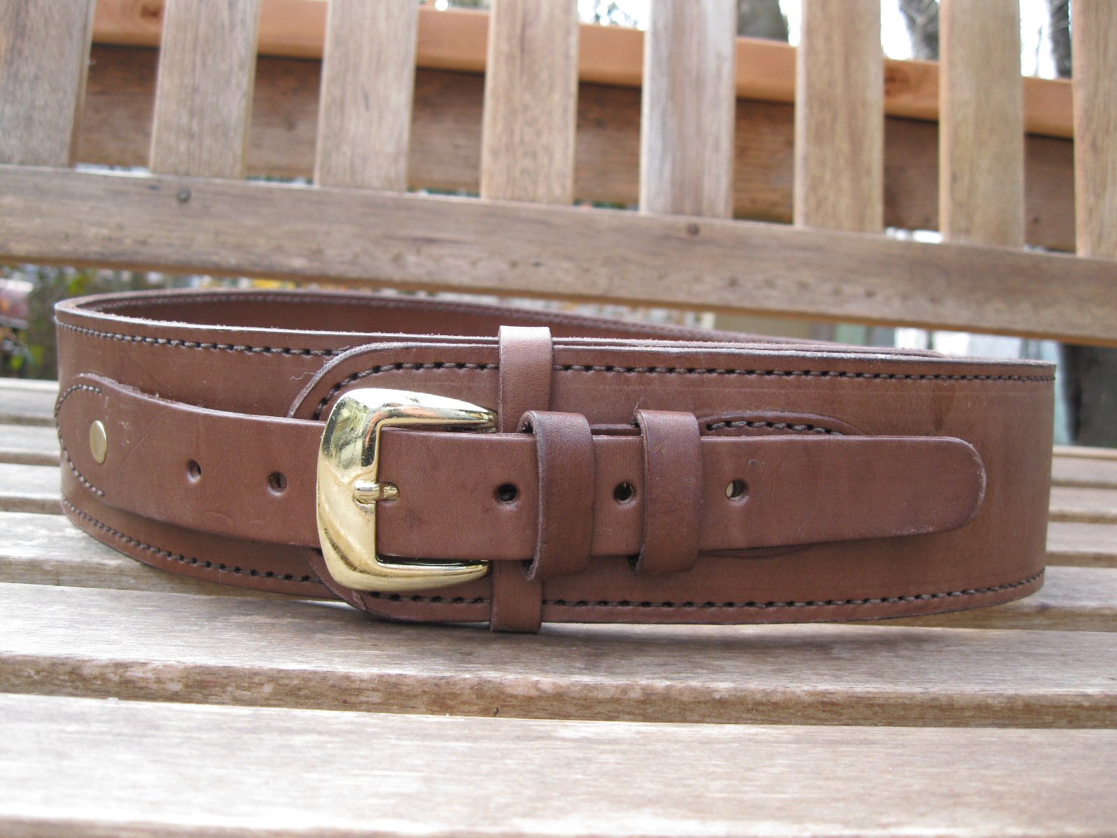 Gun Belt with Right Handed Tooled Holster Combo - 22 Caliber - Leather - Brown (brown,40") - sizes are for hip size