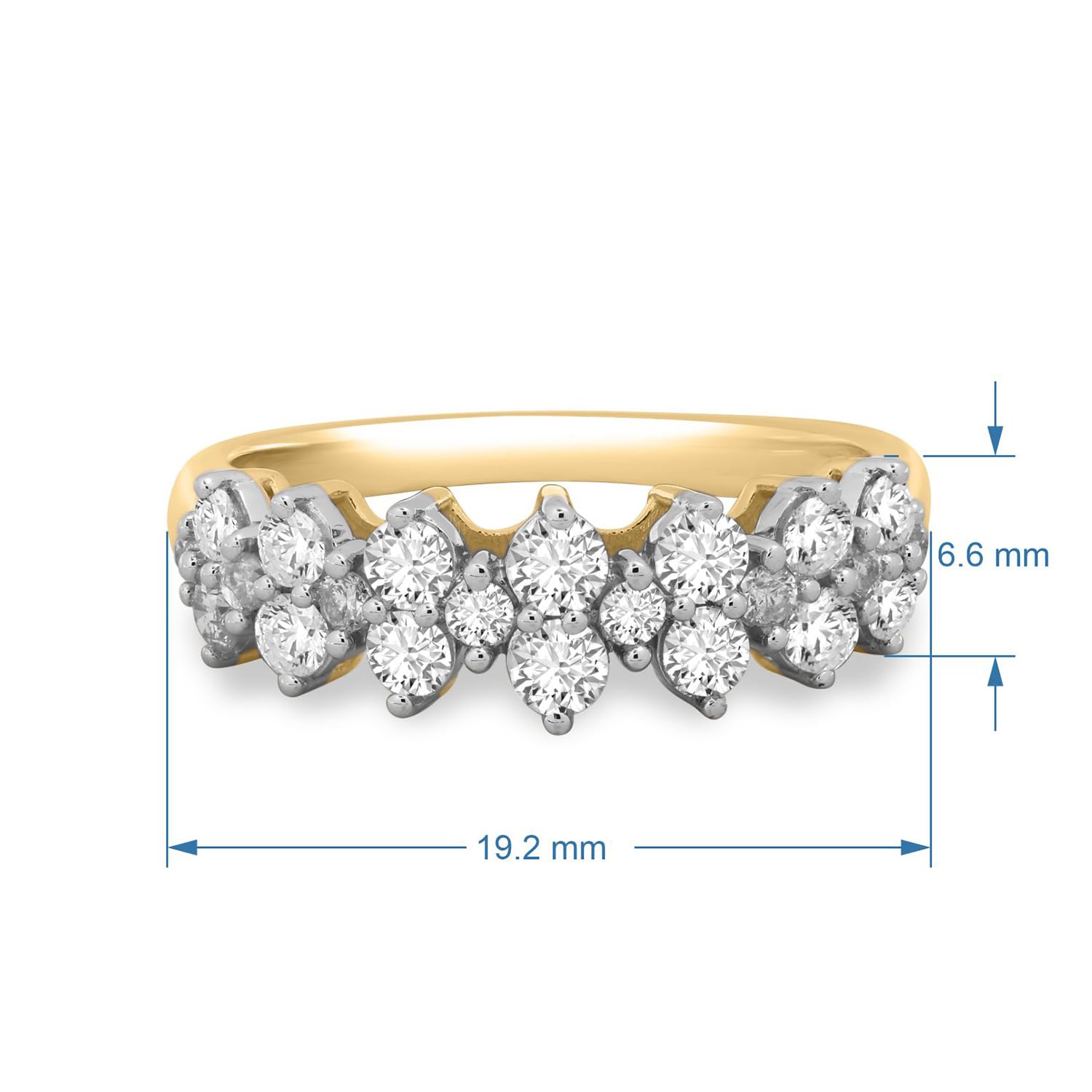Jewelili 14K Yellow Gold 1 Cttw Natural White Round Diamond Band Ring, Size 6