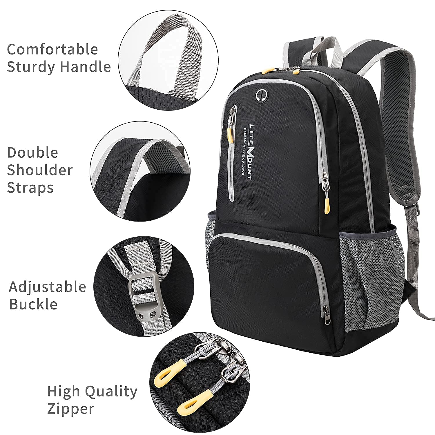 LITEMOUNT 35L Lightweight Packable Backpack, Hiking Backpack, Foldable Backpack, Outdoor Travel Daypack, Ultra-light Folding Daypack (Blue)