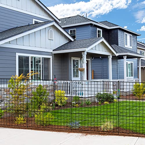ICITYWALL 5 Panels 15ft (L) X 39in (H) Decorative Garden Fence, Solid h Post Design, Rustproof Wire No Dig Animal Barrier Fencing Outdoor for Backyard Patio(5 Panels 36"L x 39" H, 6 stakes)