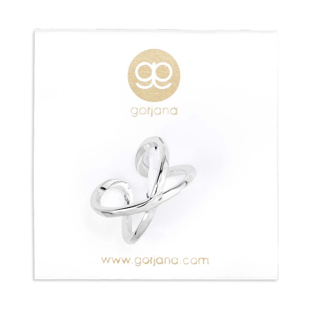 gorjana Elea Women's Criss Cross Crossover Infinity Symbol Ring, Hammered Silver Plated Brass (Size 6)