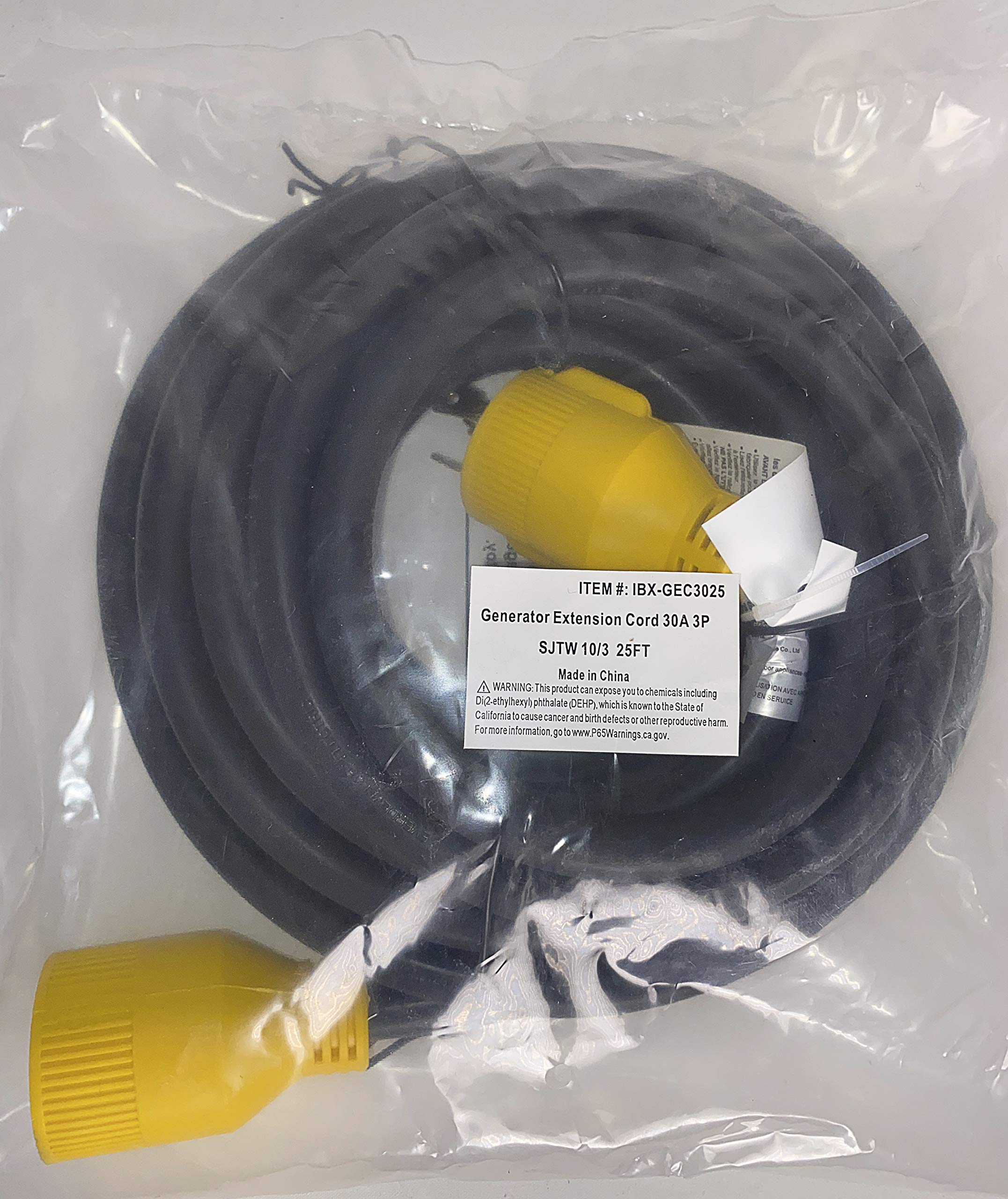 L5-30P to L5-30R Locking Generator Power Cord, 30A, 125V, 10 AWG, 3 Conductor - Iron Box # IBX-5801Y (10 ft)