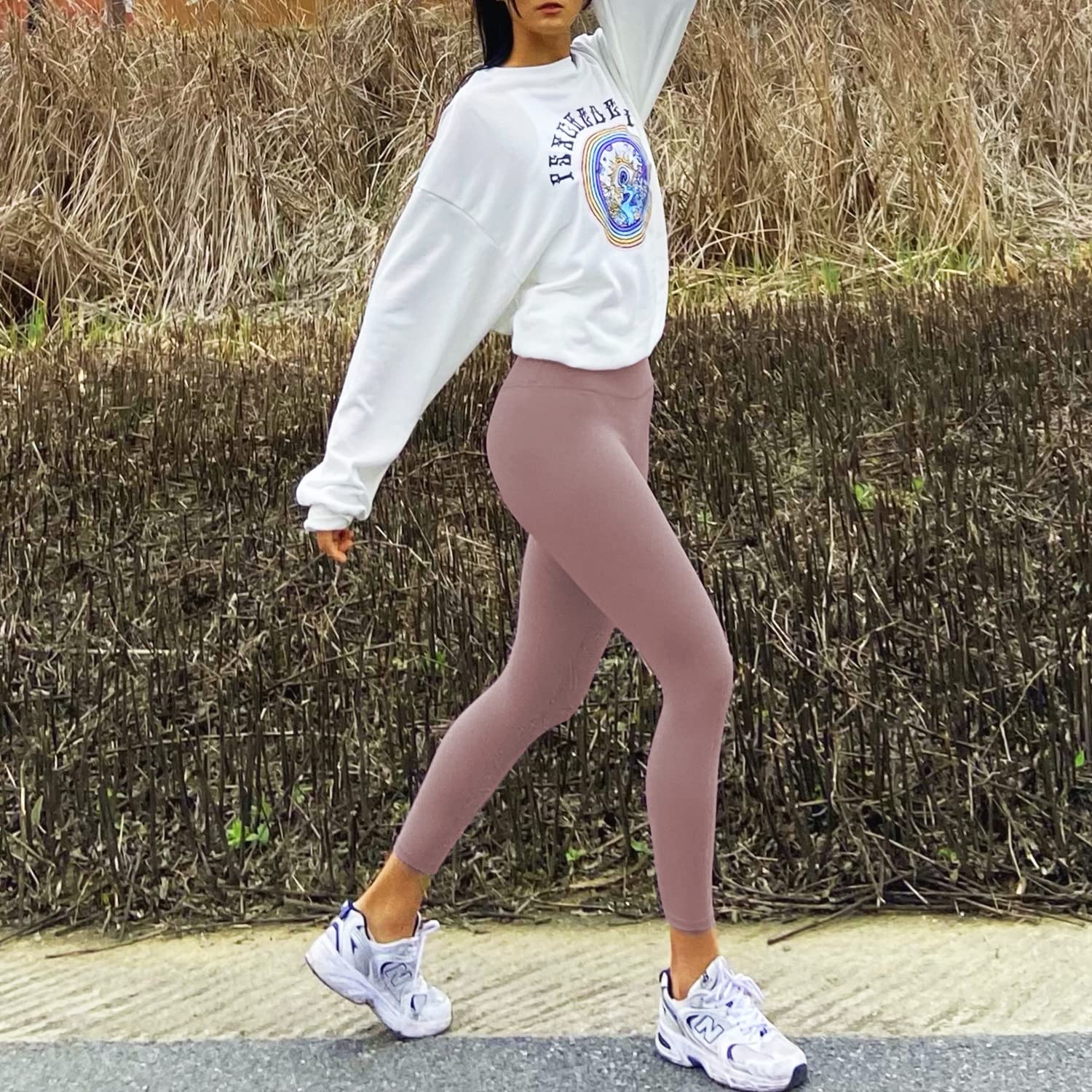 NEW YOUNG Crossover Leggings for Women,Tummy Control High Waisted Workout Yoga Pants Black Leggings Running Tights